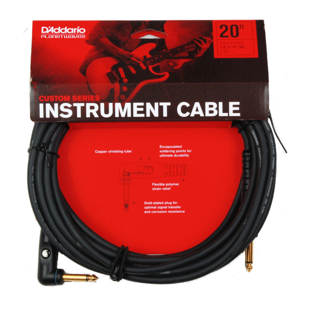 Cable Para Instrumento Plug 1/4 L Switch - 1/4 Plg 20 Pies Negro - Pla – Cialfaro