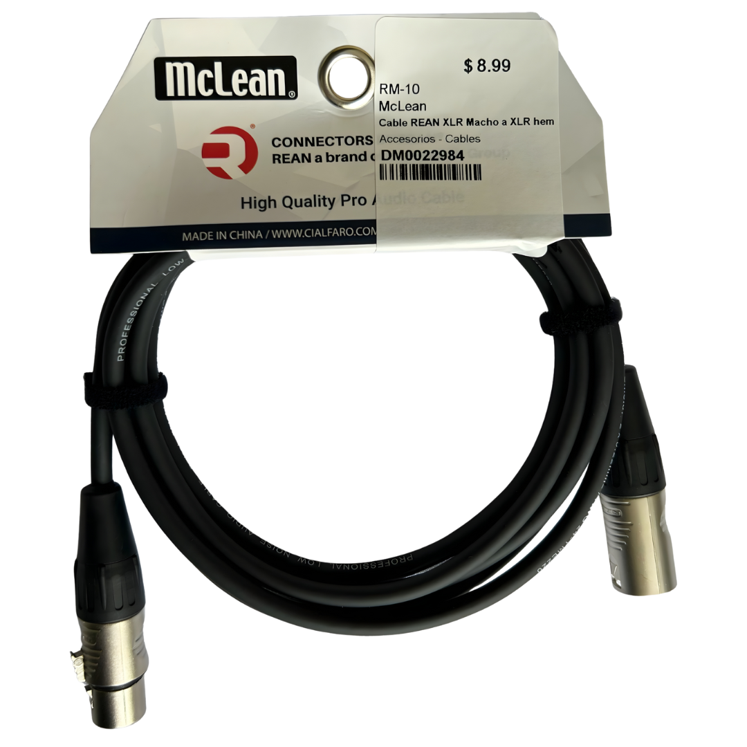 Cable REAN XLR Macho A XLR Hembra RC3F-D - RC3M-D YME220 10FT - Mclean ...