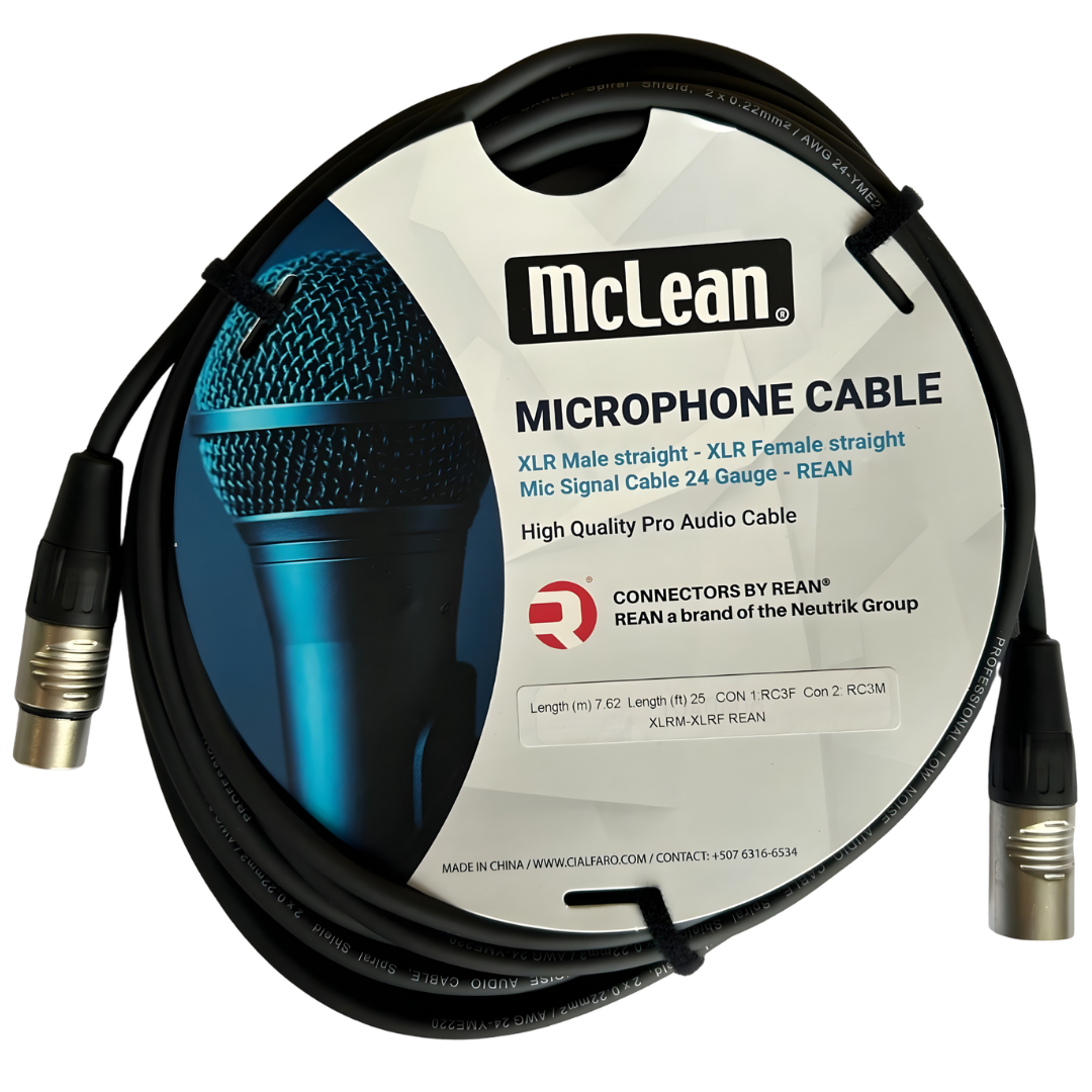 Cable REAN XLR Macho A XLR Hembra RC3F-D - RC3M-D YME220 25FT - Mclean ...
